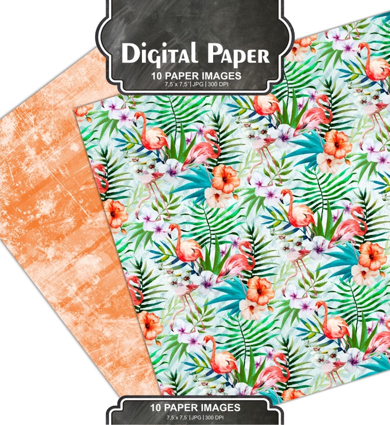 Tropical Summer Watercolor "digital Paper Pack" Instant Download Flower ...