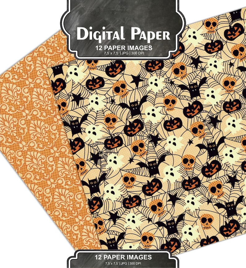 Halloween digital Paper Pack, Background, printable Paper, Download ...