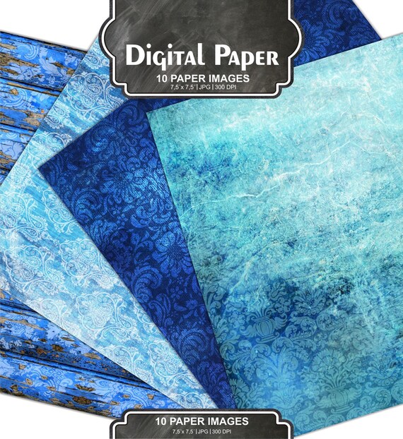 Digital Paper Pack Blue Paper Wood Texture Background - Etsy