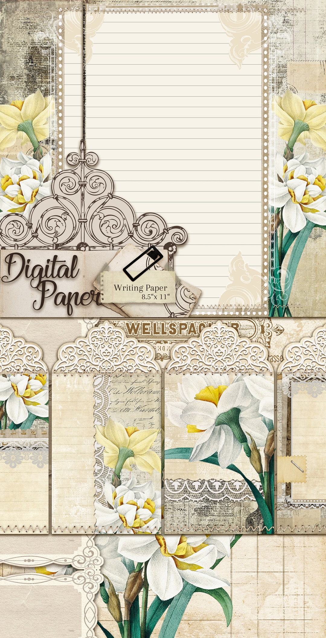 Printable Writing Paper, Digital Notebook, Ephemera, Journal Pages ...