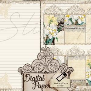 Printable Writing Paper digital Notebook Ephemera Journal | Etsy