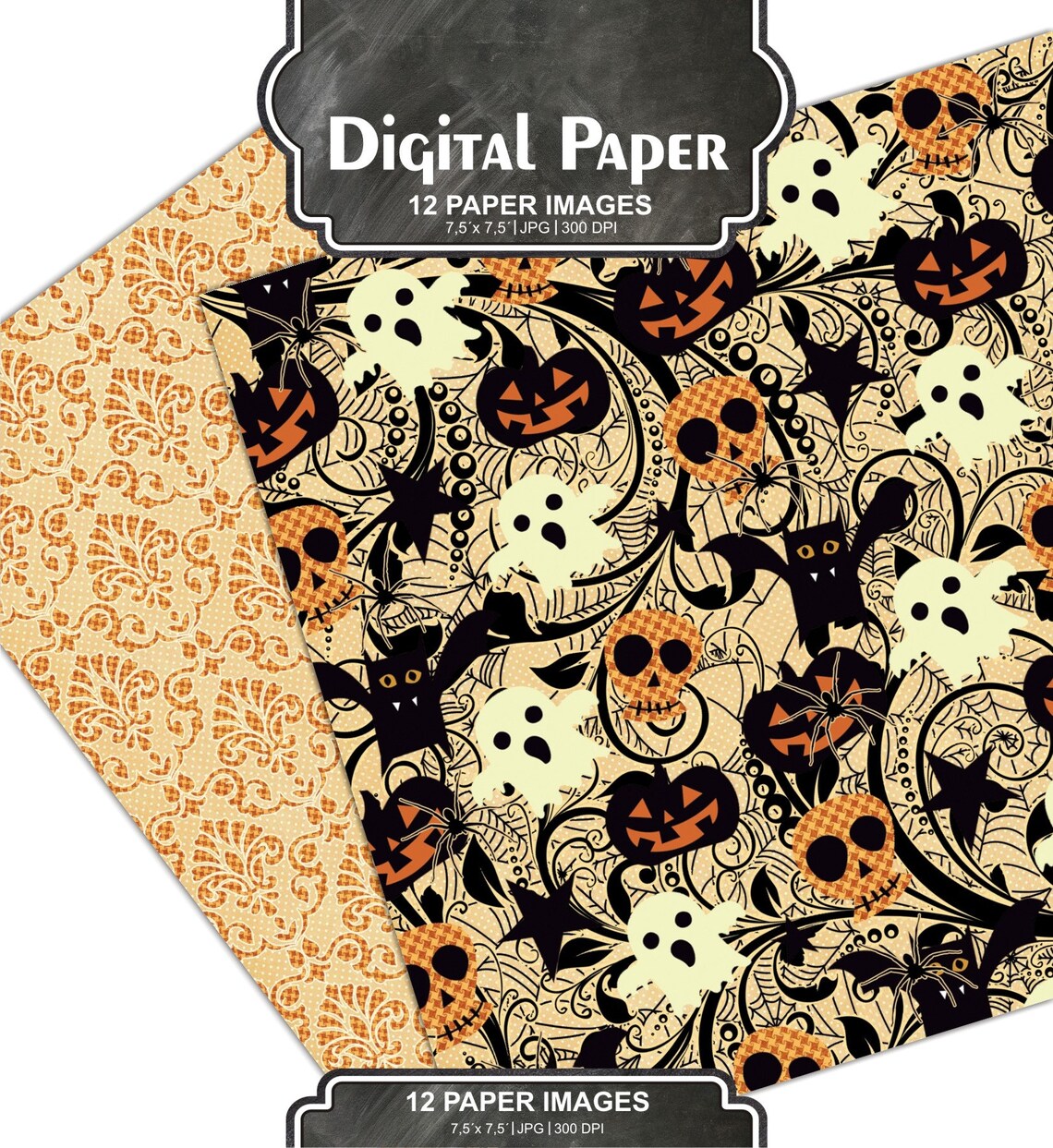 Halloween digital Paper Pack, Background, printable Paper, Download ...