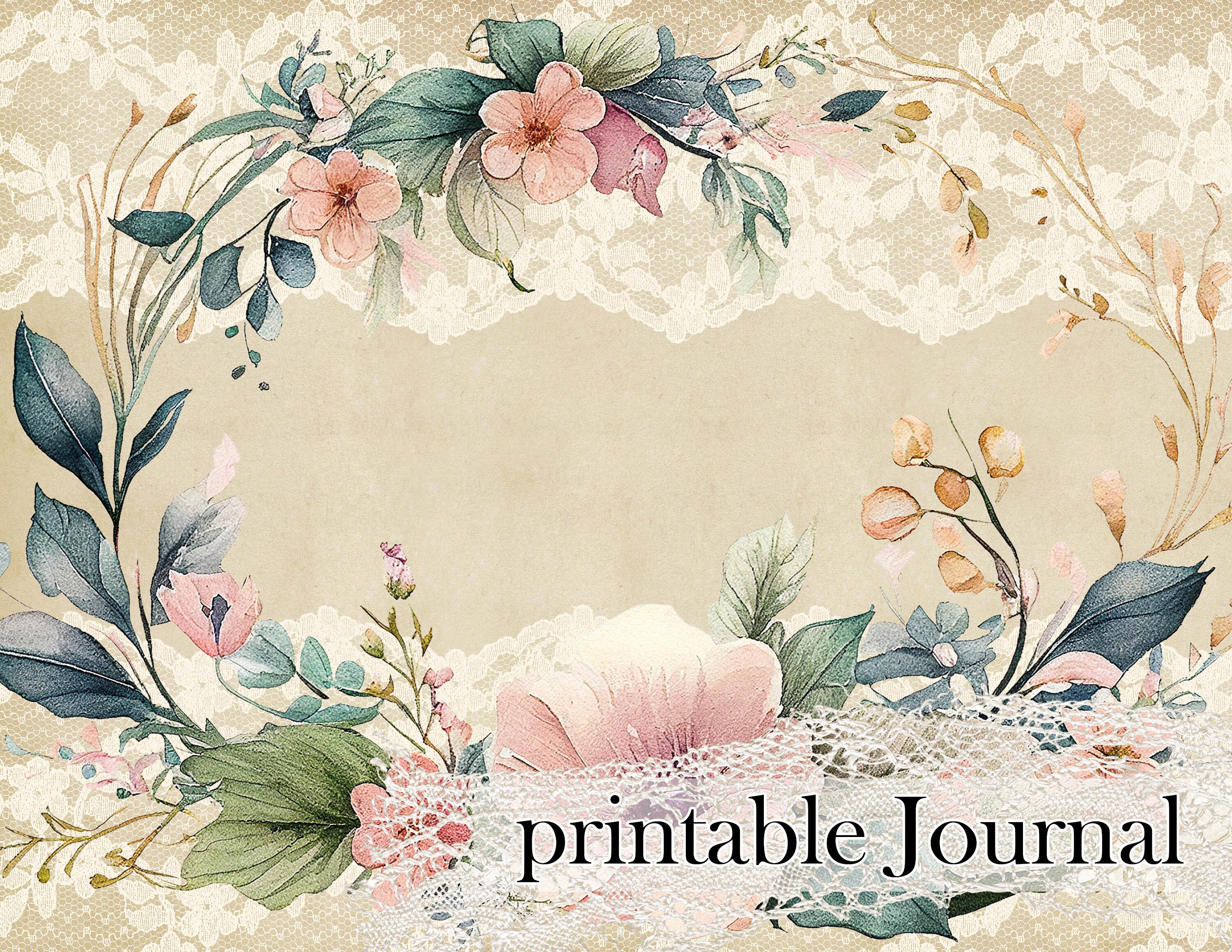 Watercolor Flower Journal, Printable Journal, Ephemera, Envelopes ...