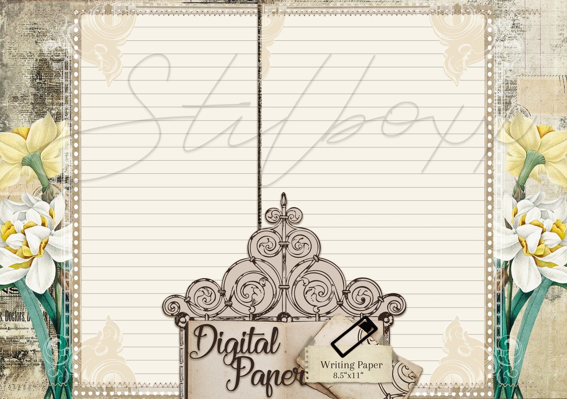 Printable Writing Paper Digital Notebook Ephemera Journal - Etsy