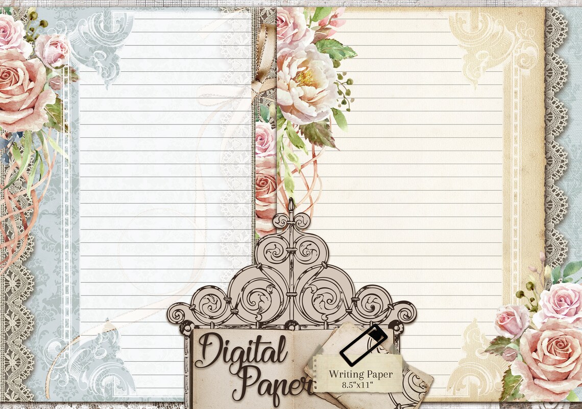 Printable Writing Paper, Digital Notebook, Ephemera, Journal Pages ...