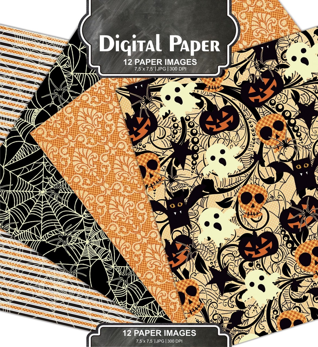 Halloween digital Paper Pack, Background, printable Paper, Download ...