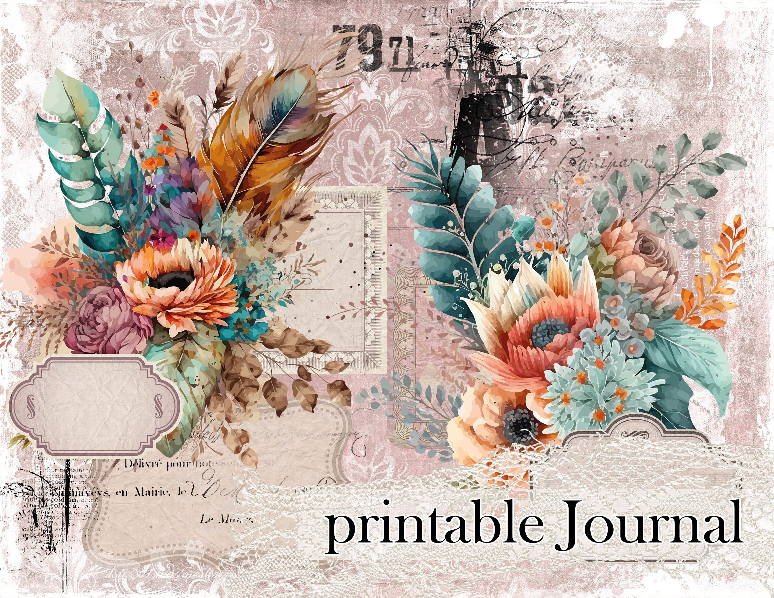 Printable Roses Journal, Watercolor, Watercolor, Cards, Junk Journal ...