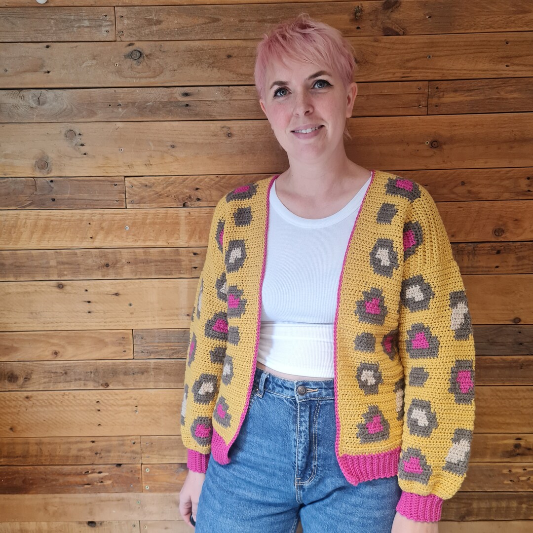 Wannabe Cardi Leopard Print Crochet Cardigan Pattern - Etsy