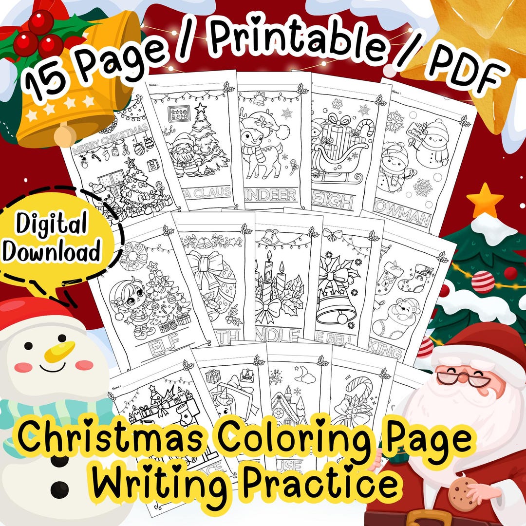 15 Printable Christmas Activities/ Coloring and Tracing Vocabulary ...