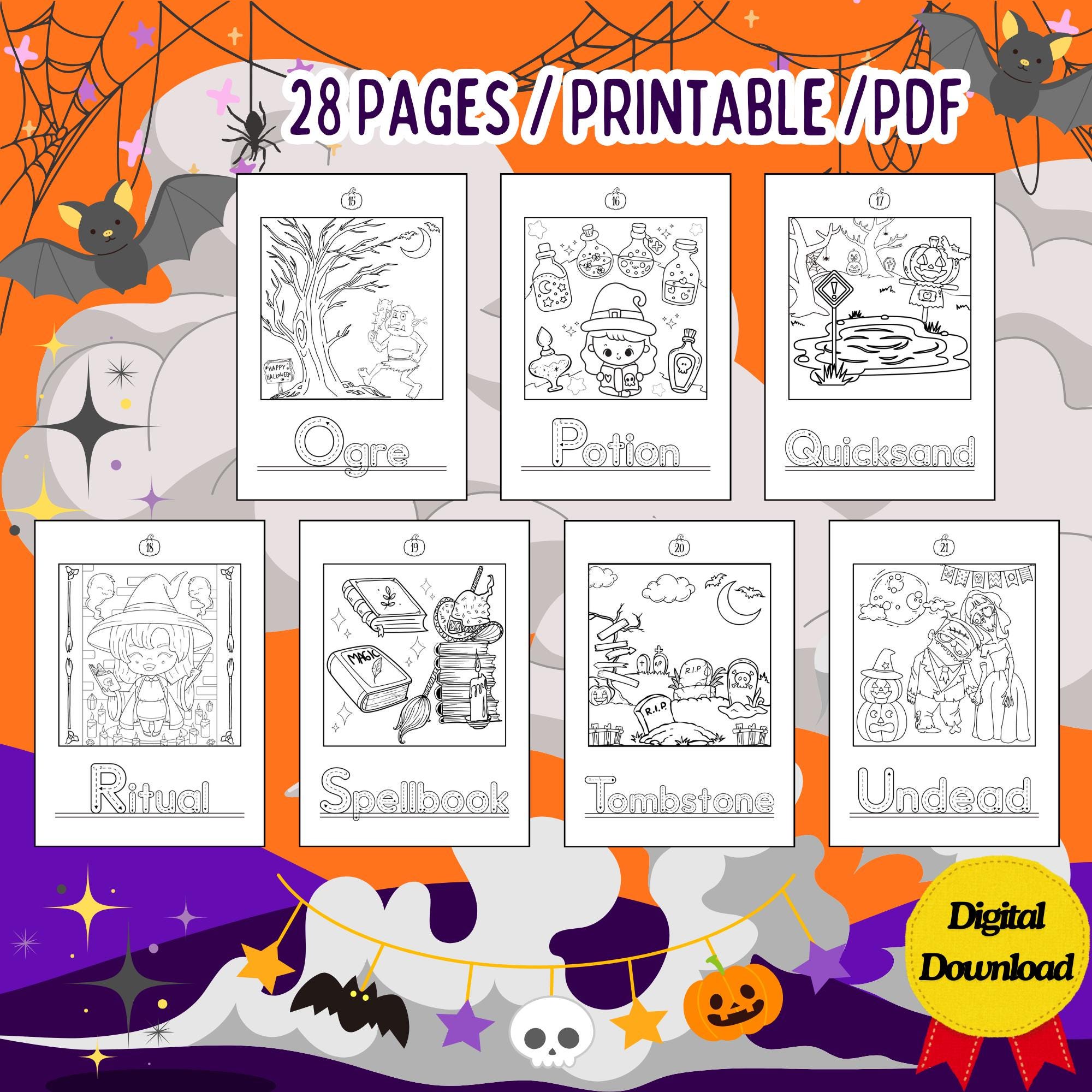 28 Worksheets Printable Halloween Educational Pack /halloween Alphabet ...