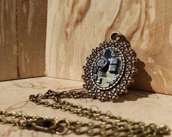 Recycled Green Circuit Board Pendant - Geek Necklace - Computer Pendant ...