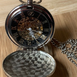 Strada Hunter Style Mechanical Pocket Watch With Silvertone Case on ...