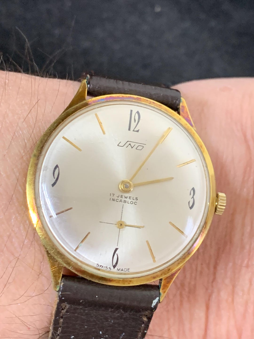Rare Vintage Uno Gold Filled 17 Jewels Gents Watch With Sub Second Dial ...