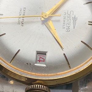 Vintage Mens Gold Plated Systema Extra Flat Incabloc Date Wrist Watch ...