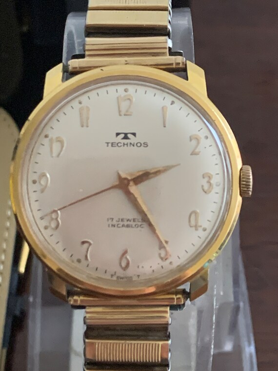 Beautiful Vintage gents 1960s Technos wrist watch Wit… - Gem