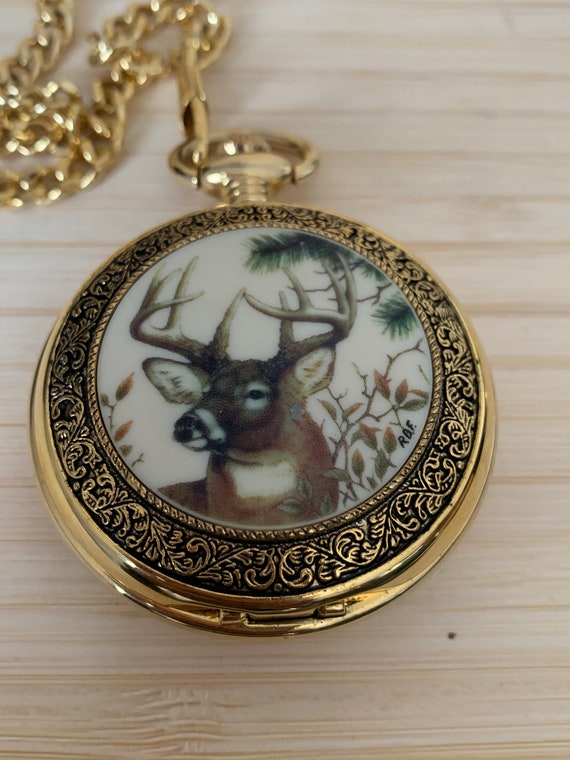 Franklin Mint 10 Point Buck Pocket Watch Keeps good … - Gem
