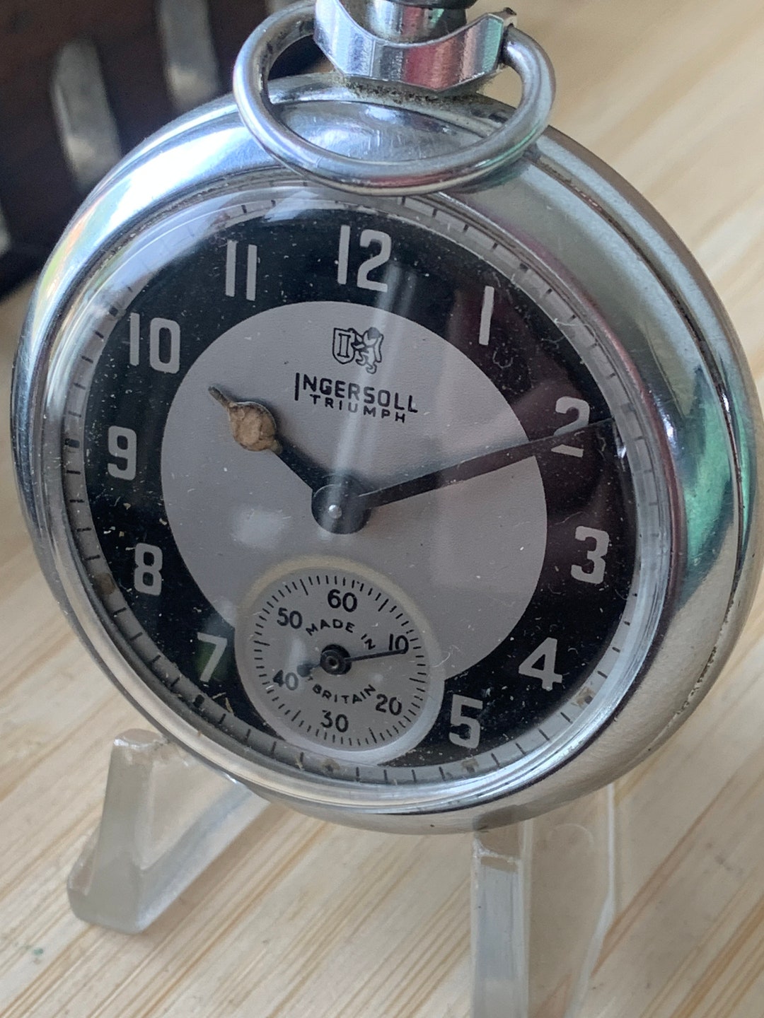 Vintage Ingersoll Triumph Black and Grey Bullseye Dial Pocket Watch ...