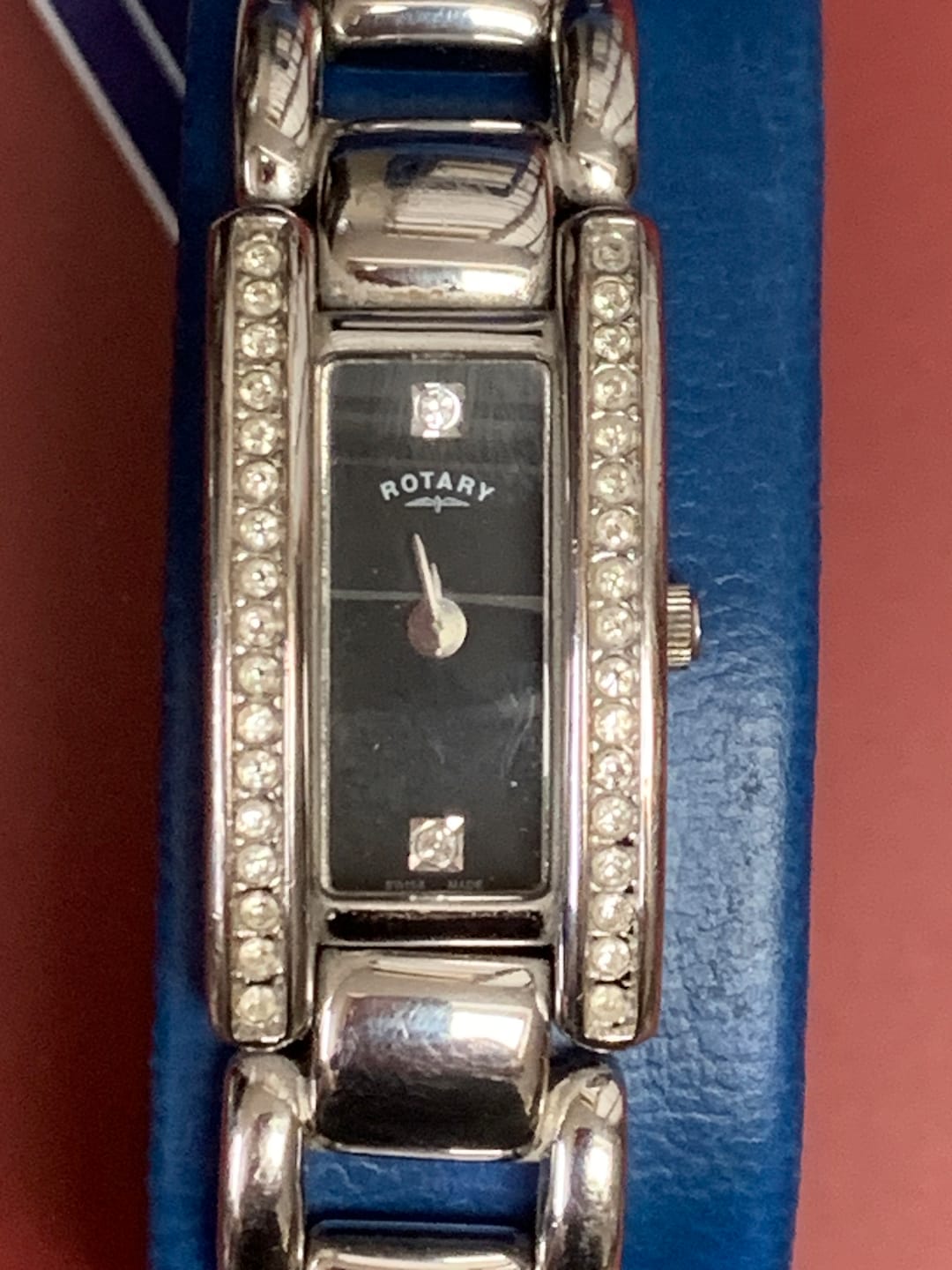 Rotary Ladies Rectangle Face Bracelet Watch With Black Dial LB02227 - Etsy