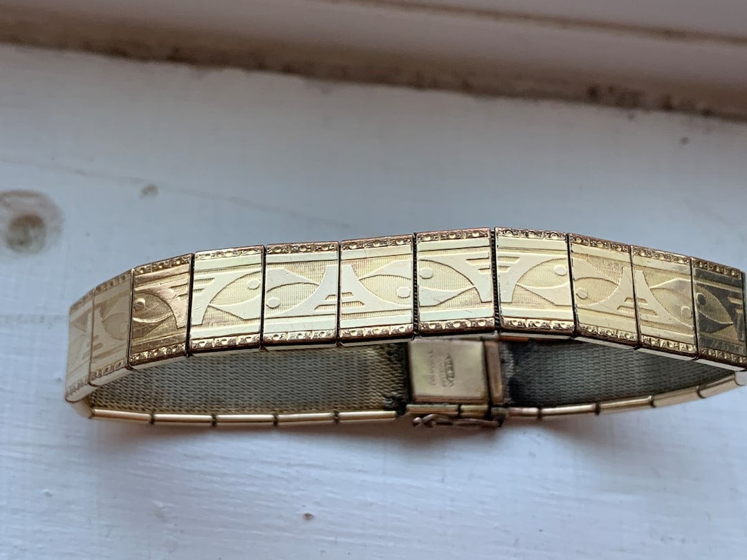 Vintage AM Double Gold Tome Mesh Bracelet Bangle Bracelet AF - Etsy