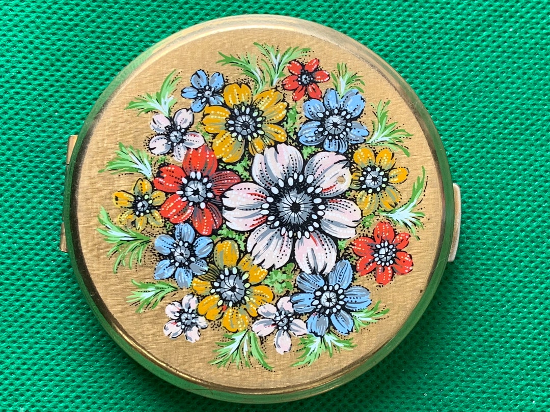 GOLD Tone STRATTON Flowers Made in England Powder Compact - Etsy