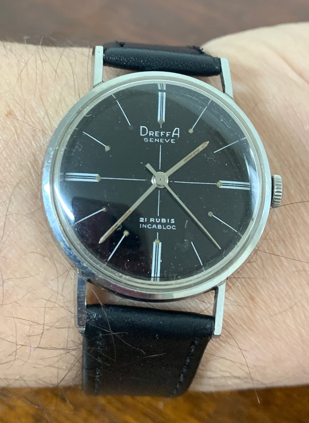 Rare Authentic Vintage Dreffa Watch With Black Dial and FHF 73 21 ...