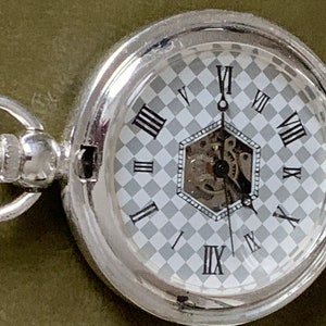 Mechanical Pocket Watch Chess Silver Plated Full Hunter Skeleton Pocket ...