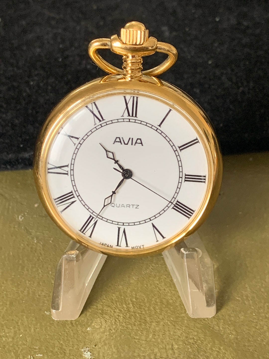 Vintage Open Face Dress Pocket Watch by Avia Engraved Dad AF - Etsy