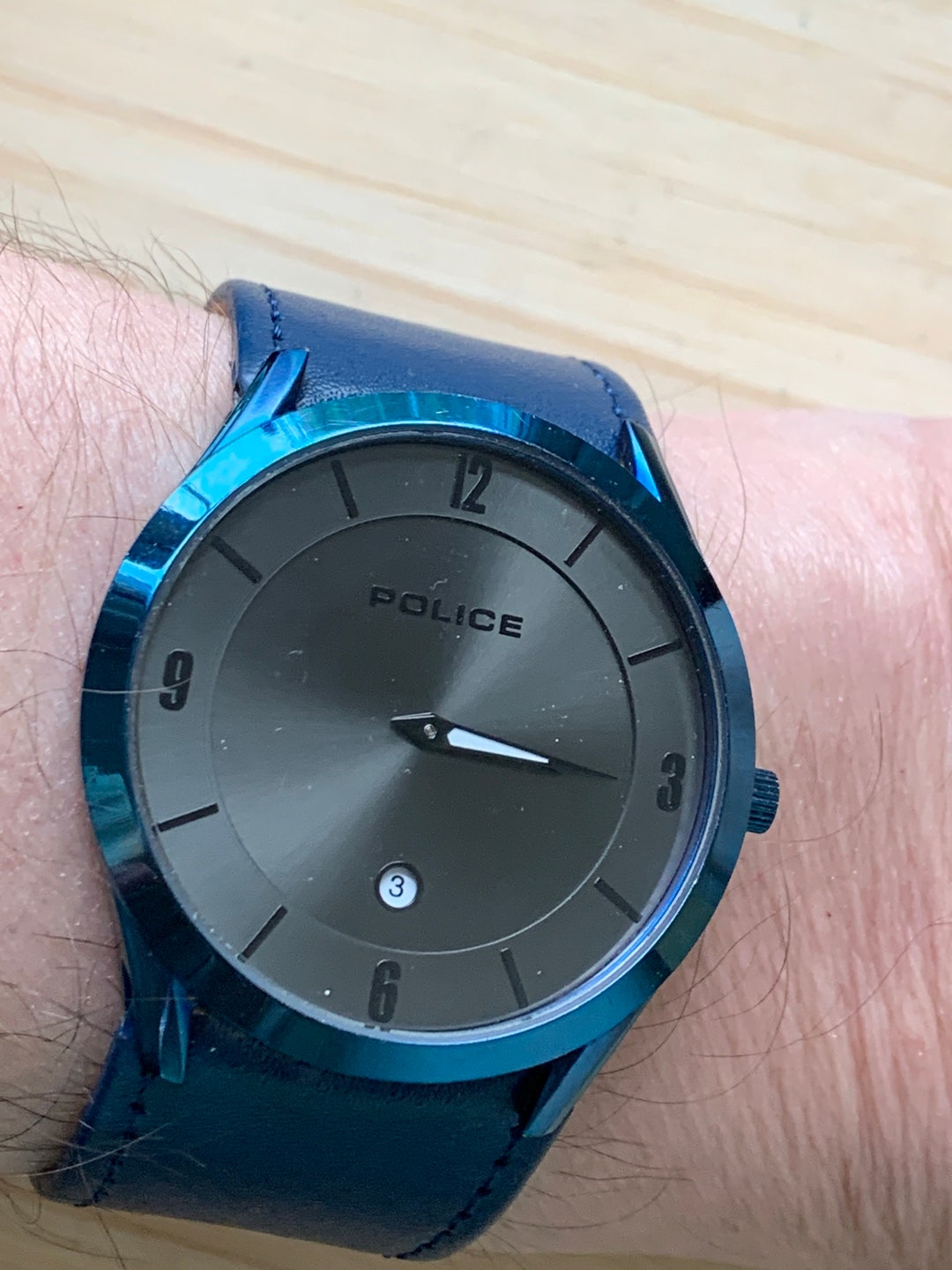 Metallic Blue Mens Police Designer Fashion Watch 40.7mm Model PL.14217J ...