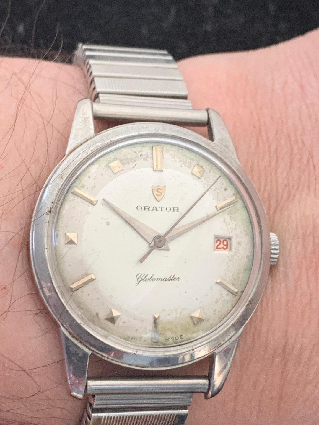 Gentleman's Orator Globemaster Manual Bracelet Watch With Centre ...