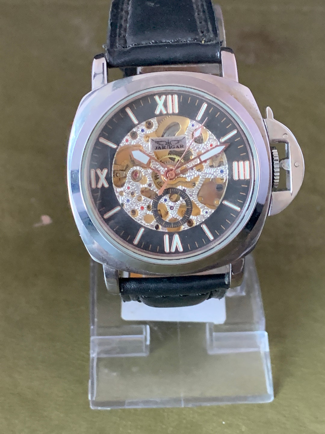 JARAGAR Luxury Watch Automatic Mechanical Skeleton Back Wrist Watch - Etsy