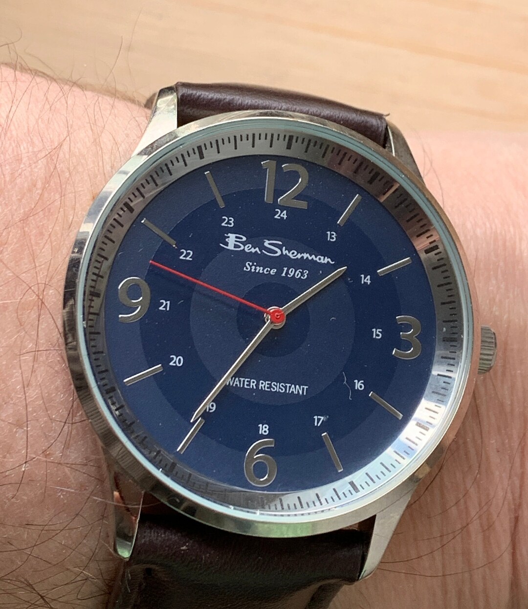 Large Ben Sherman Men's Silver Tone Case Watch With 24 Hour Dial Blue ...