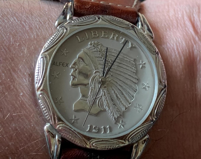 Beautiful Vintage 1911 Indian Head Liberty Coin Style Dial Quartz Watch ...