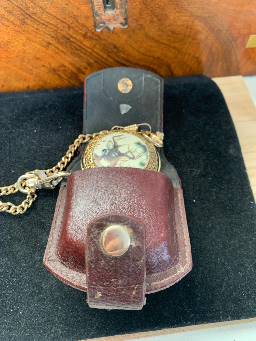 Franklin Mint 10 Point Buck Pocket Watch Keeps Good Time With Chain and ...