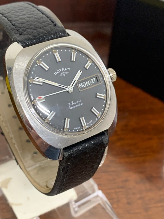 Rare Vintage Rotary Mens Grey Dial Automatic 21 Jewel… - Gem