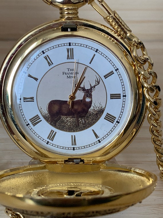 Franklin Mint 10 Point Buck Pocket Watch Keeps good … - Gem