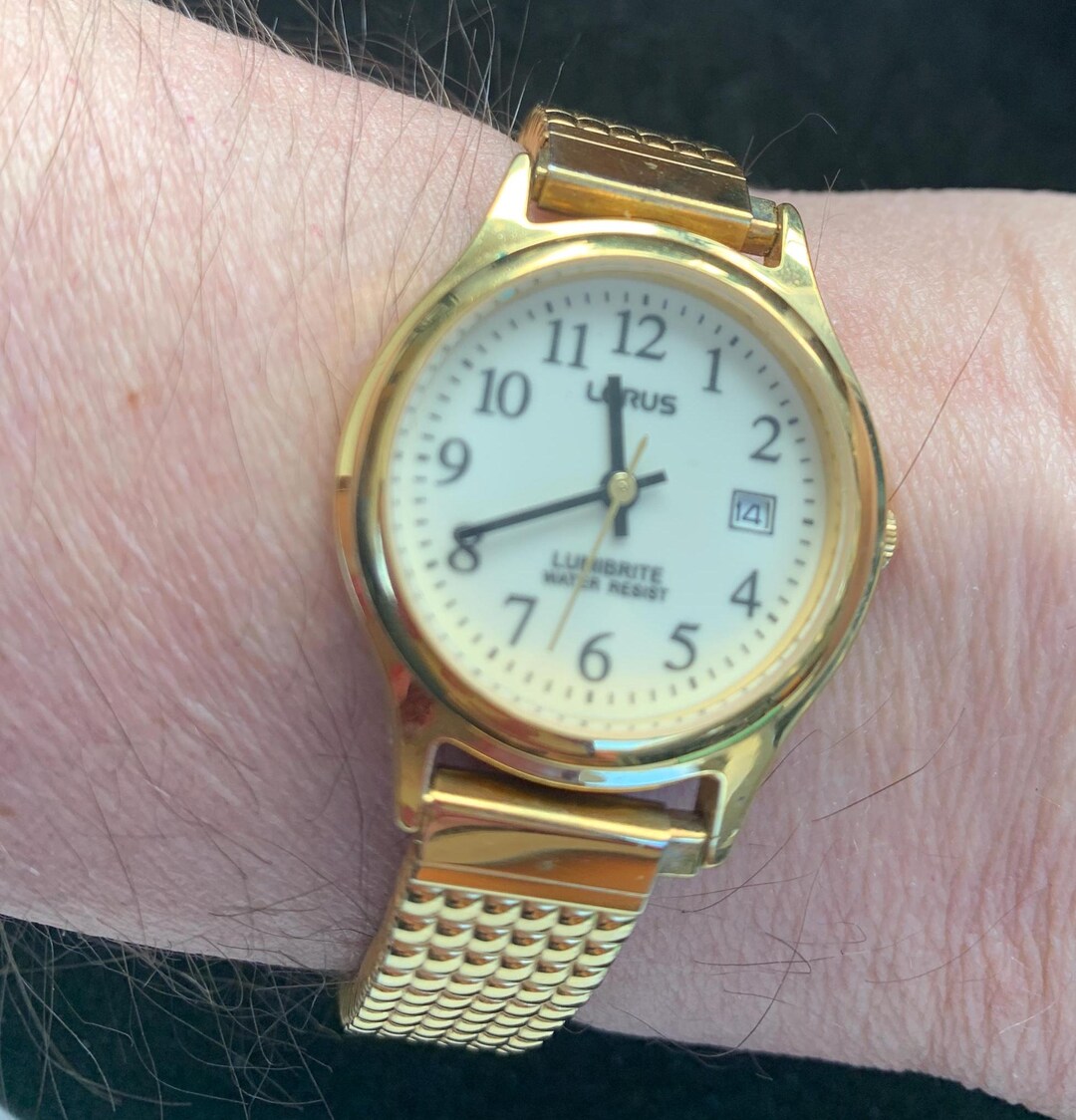 Lorus by Seiko Lumibrite Ladies Date Watch Gold Tone Expandable Strap ...