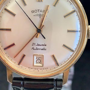 Vintage Rotary Mens 21 Jewel Automatic Date at the 6 Gold Plated Watch ...