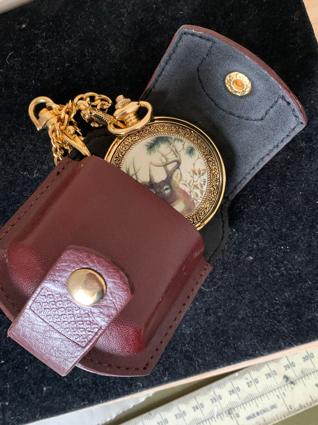 Franklin Mint 10 Point Buck Pocket Watch Keeps Good Time With Chain and ...