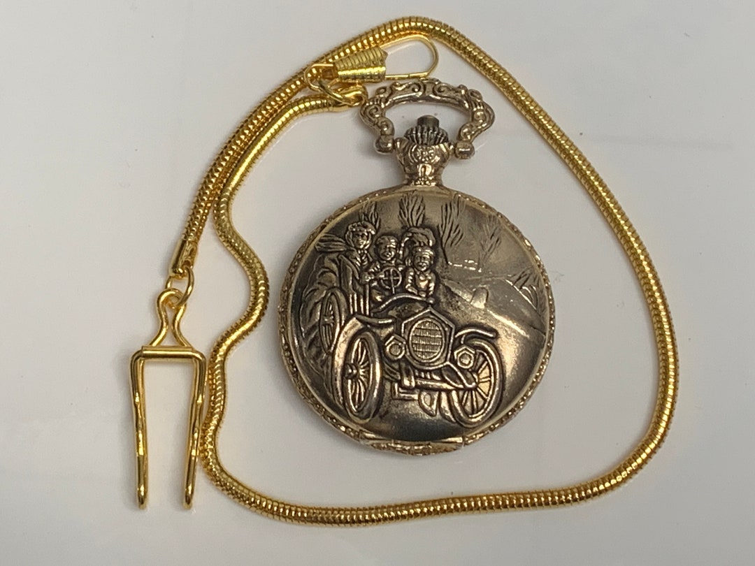 CITRON International 17 Jewels Full Hunter Gold Tone Pocket Watch and ...