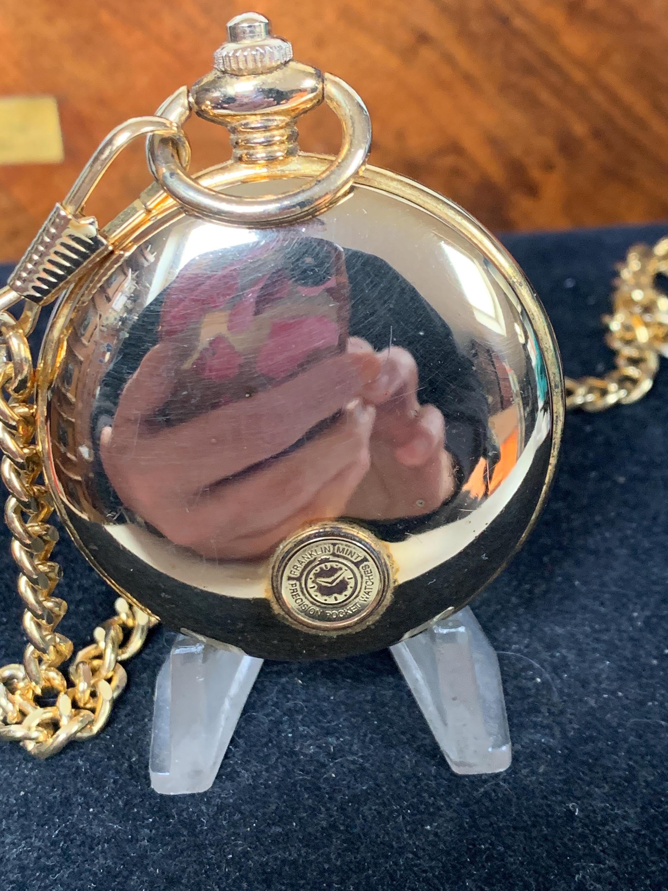 Franklin Mint 10 Point Buck Pocket Watch Keeps Good Time With Chain and ...
