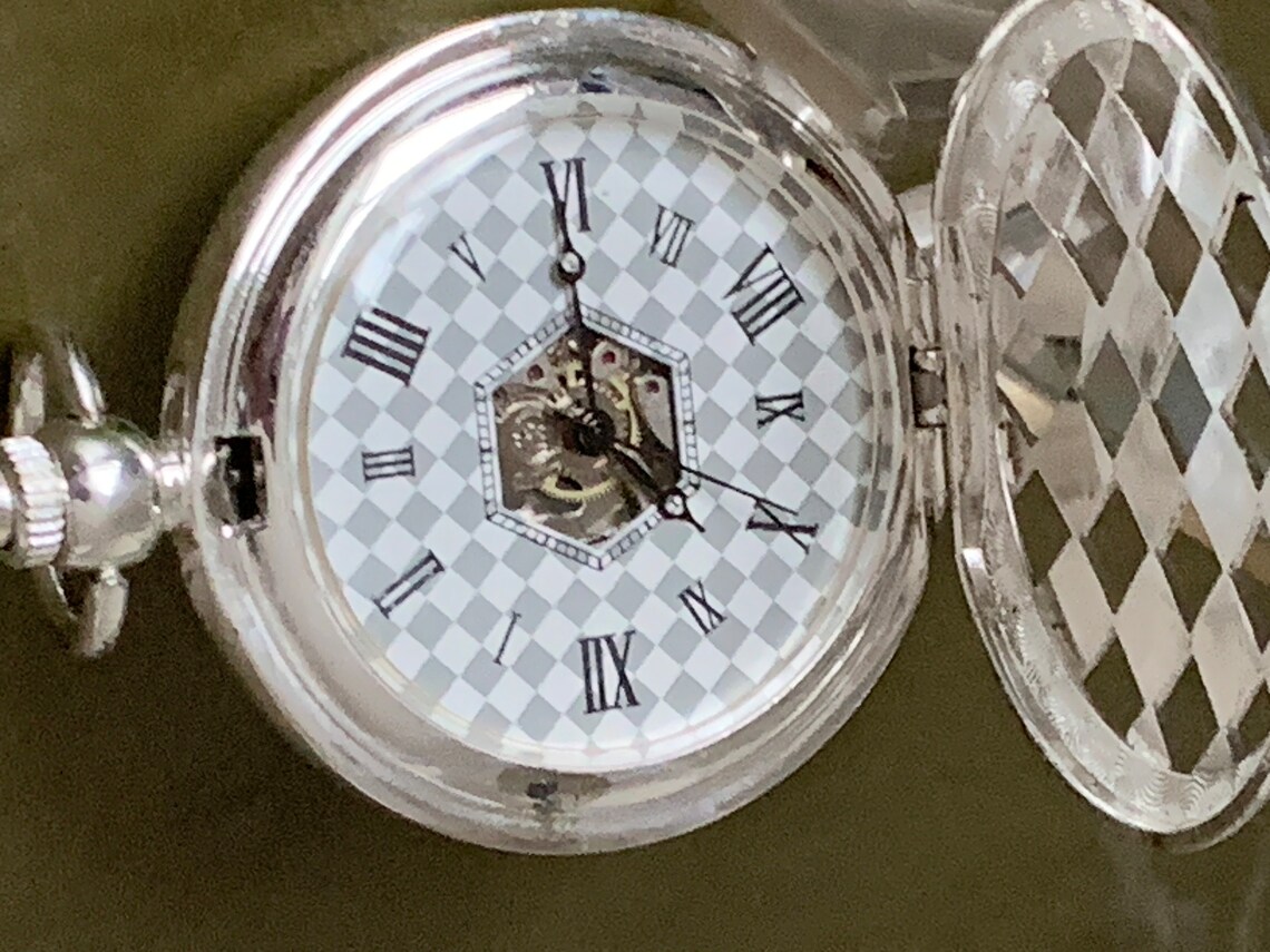 Mechanical Pocket Watch Chess Silver Plated Full Hunter Skeleton Pocket ...