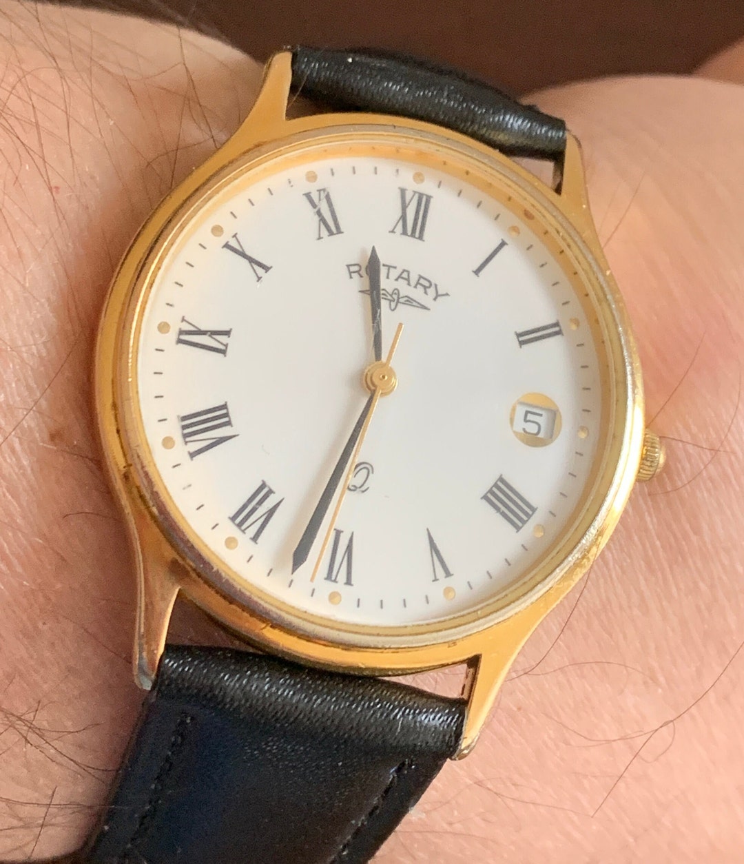 Vintage Unisex 34mm Gold Plated Rotary Quartz Watch With the Date at ...