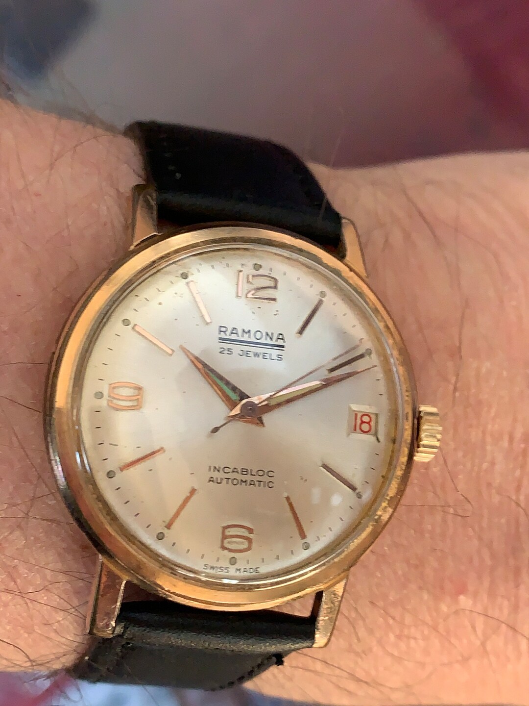 Vintage Gents RAMONA 25 Jewel Automatic Swiss Calendar Watch Felsa 4007 ...