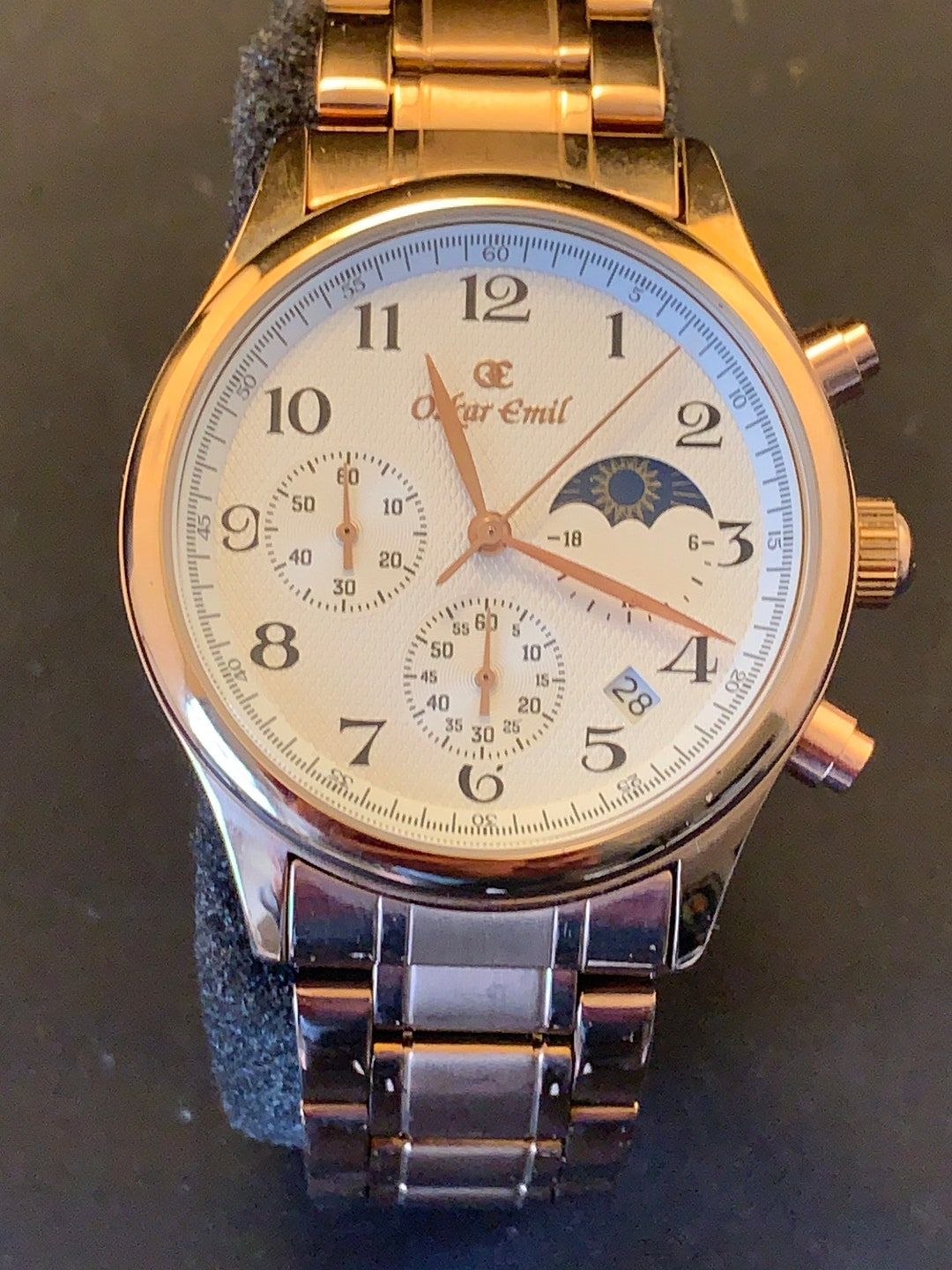 Oskar Emil Watch Rose Gold-tone Chronograph With Day Night in Tin - Etsy