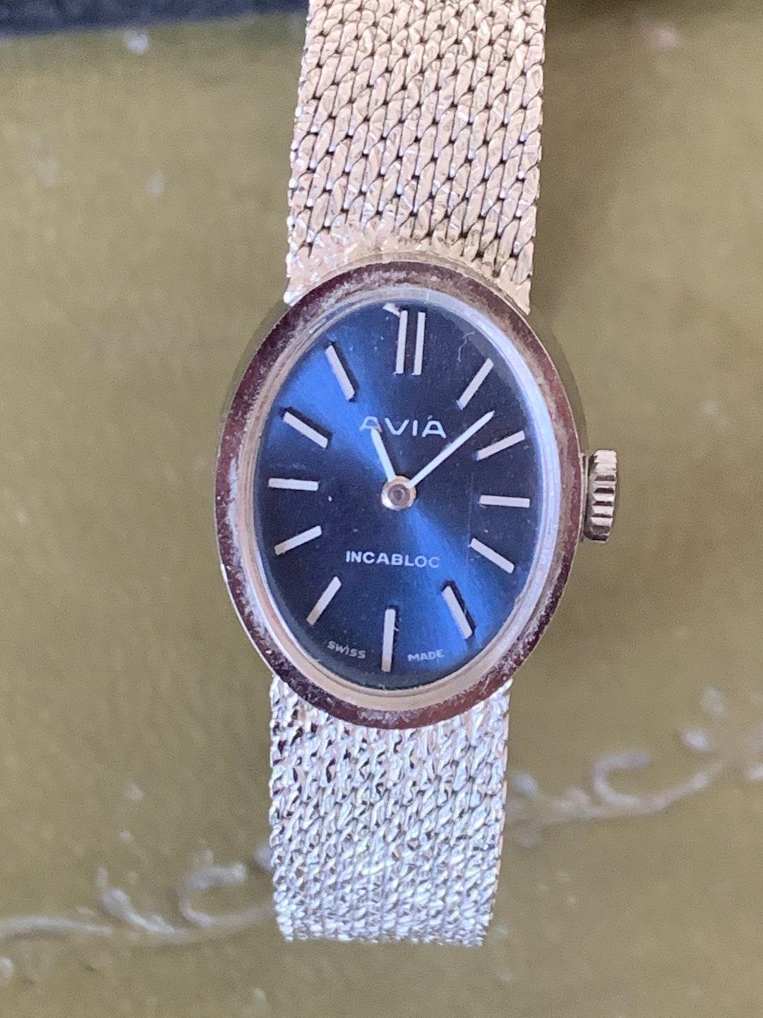 Avia LADIES Silver Tone Blue Dial Watch With Integrated Strap - Etsy