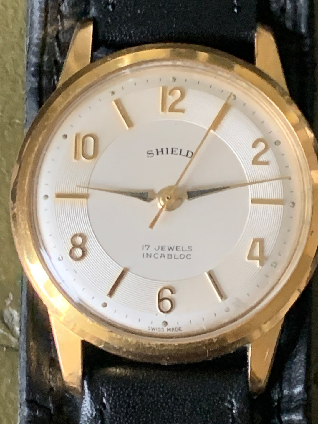 Rare Vintage Gents 1950/60s Shield Textured Dial Watch in Original ...