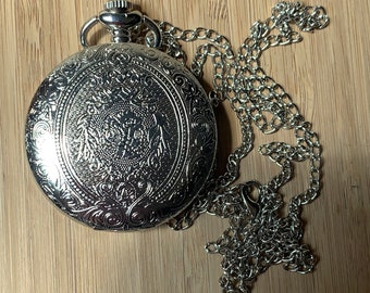 Strada Half Hunter Style Mechanical Pocket Watch With Gold Tone Pierced ...