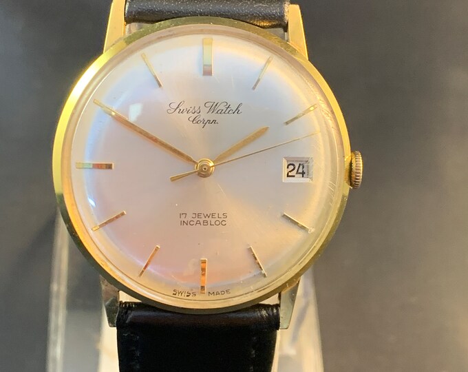 Rare Vintage SWC Gents 1960s Swiss Watch Corporation Wristwatch With ...
