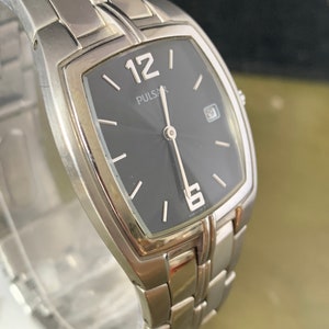 Pulsar by Seiko RECTANGULAR Black Dial Bracelet Watch - Etsy