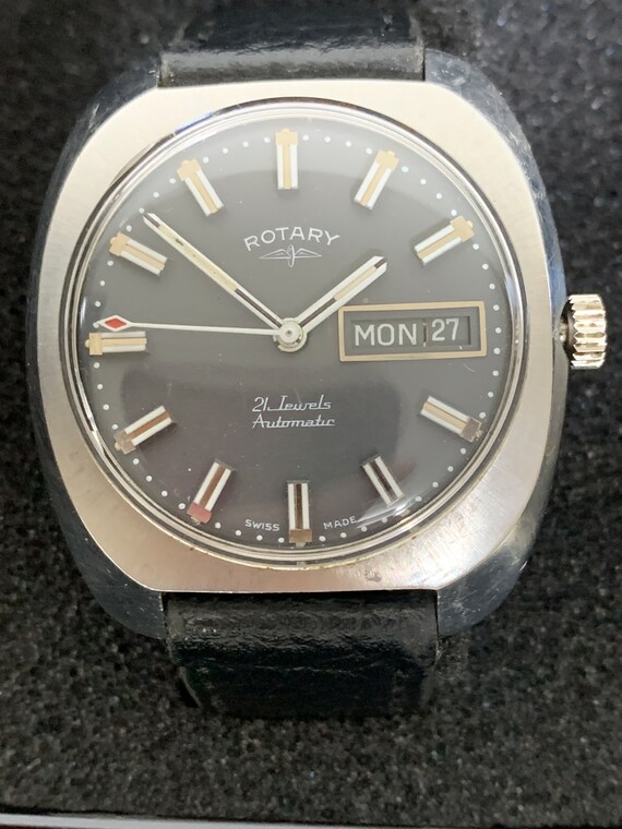 Rare Vintage Rotary Mens Grey Dial Automatic 21 Jewel… - Gem